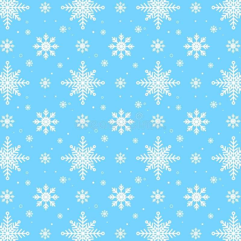 Blue Snowflakes Pattern. White Snowflakes Pattern on Blue Background ...