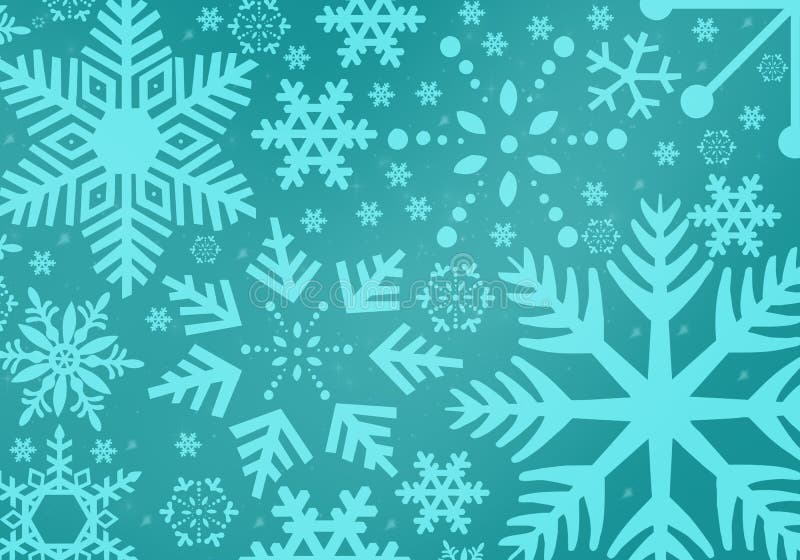 Blue Snowflakes on a Turquoise Background, Illustration Stock ...
