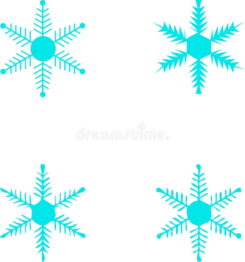 4 Blue Snowflakes on a White Background Stock Illustration ...