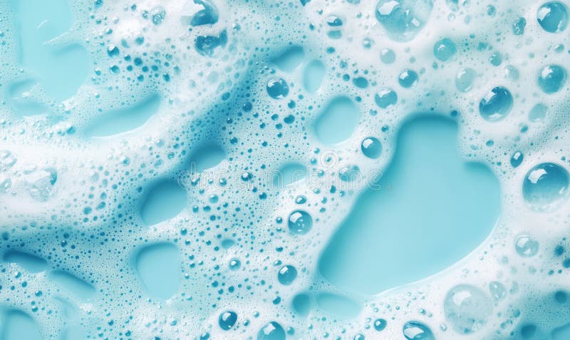 Blue Soap Bubbles and Droplets on Surface Creating a Textured ...