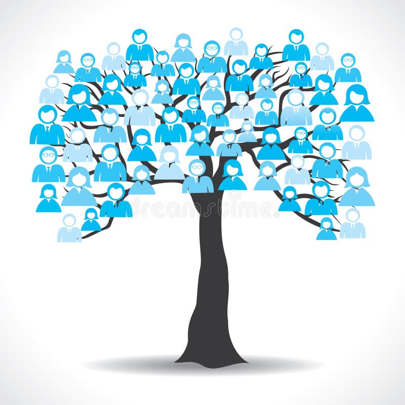 Blue Social Media People Tree Stock Vector - Illustration of dialog ...