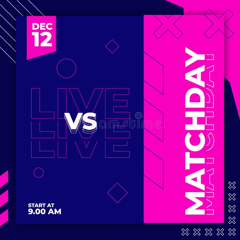 Blue Social Media Template for Sport Match Stock Vector - Illustration ...