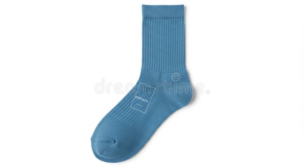 Blue Sock Featuring Ribbed Texture on the Upper Part with a Smooth ...