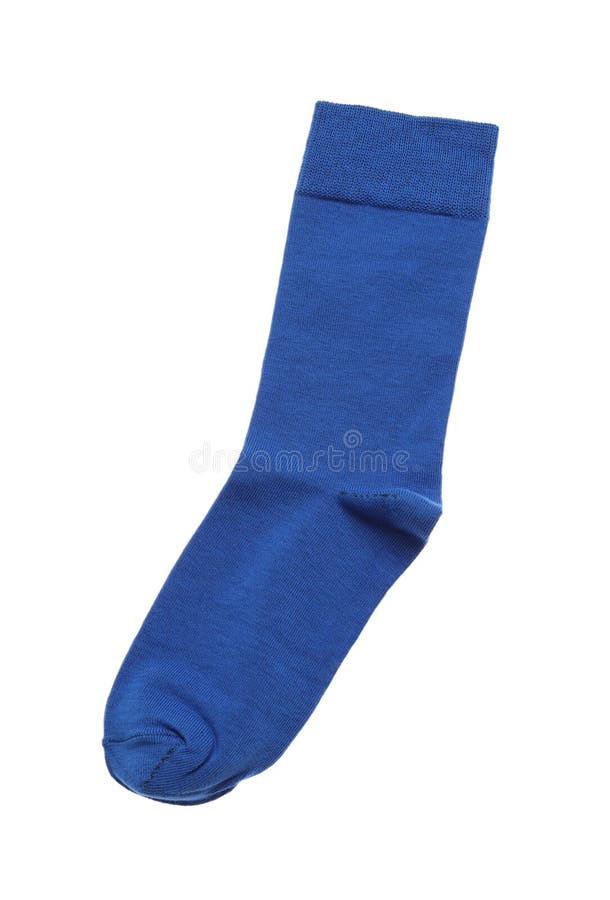 Blue Sock Isolated on White, Top View Stock Photo - Image of polyester ...
