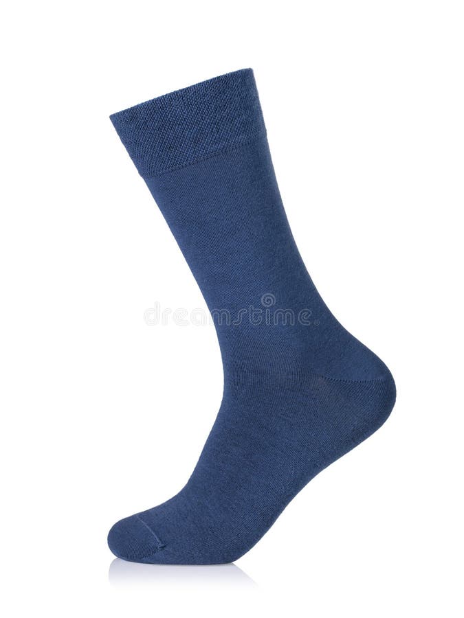 Blue Sock on a Mannequin Isolated on White Background, Side View Stock ...