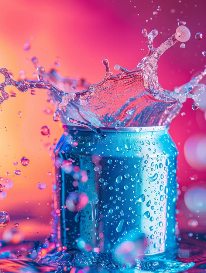 Blue Soda Can Water Splashing Around Stock Photos - Free & Royalty-Free ...