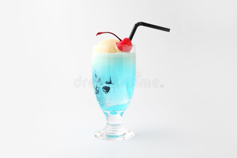 Blue Soda and Vanilla Ice Cream on Top. Summer Drink. Stock ...