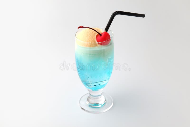 Blue Soda and Vanilla Ice Cream on Top. Summer Drink. Stock ...