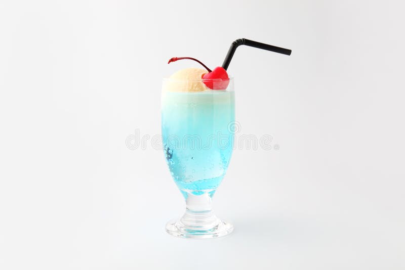 Blue Soda and Vanilla Ice Cream on Top. Summer Drink. Stock ...