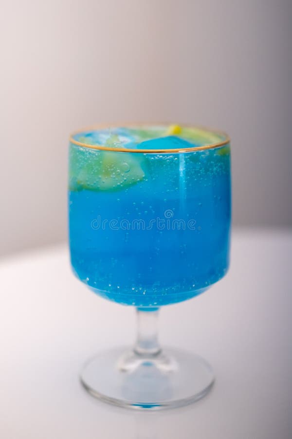 Blue Soda Served in a Glass with Lemon Stock Image - Image of delicious ...