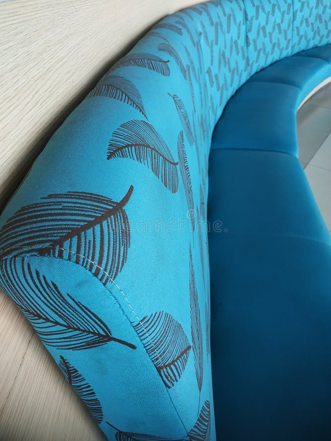 Blue Sofa with Leaf Pattern Stock Image - Image of pattern, azure ...