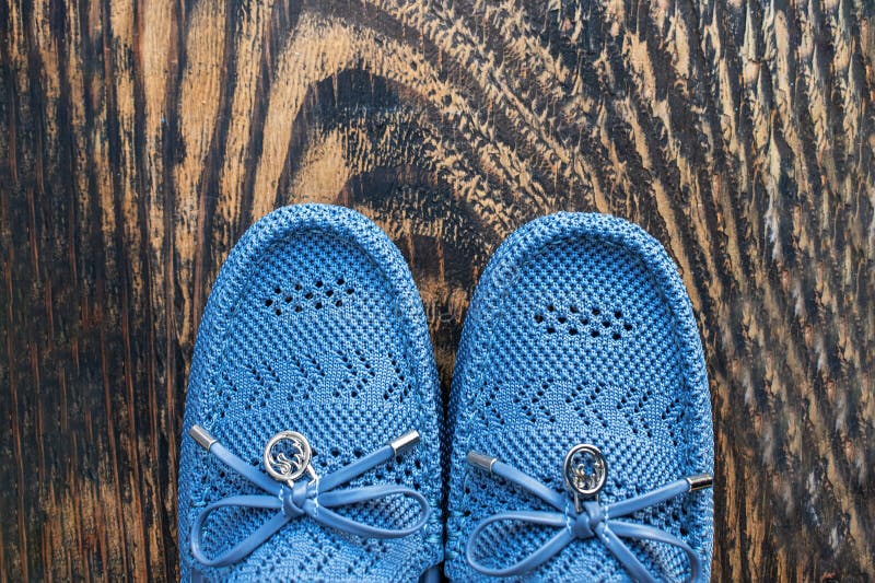 Blue Soft Fabric Women Shoes Editorial Stock Image - Image of ...