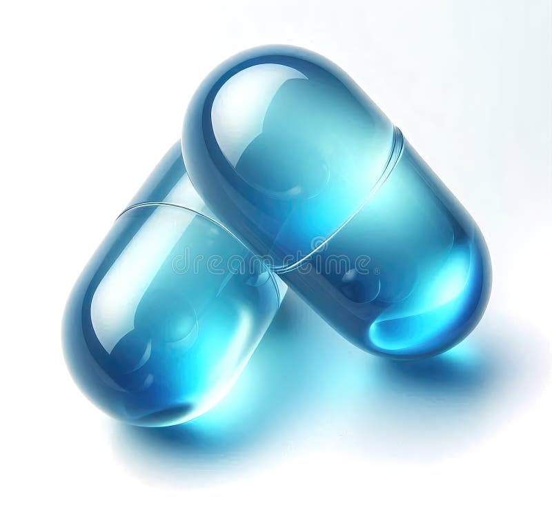 Blue Soft Gel Capsules, Isolated Stock Illustration - Illustration of ...