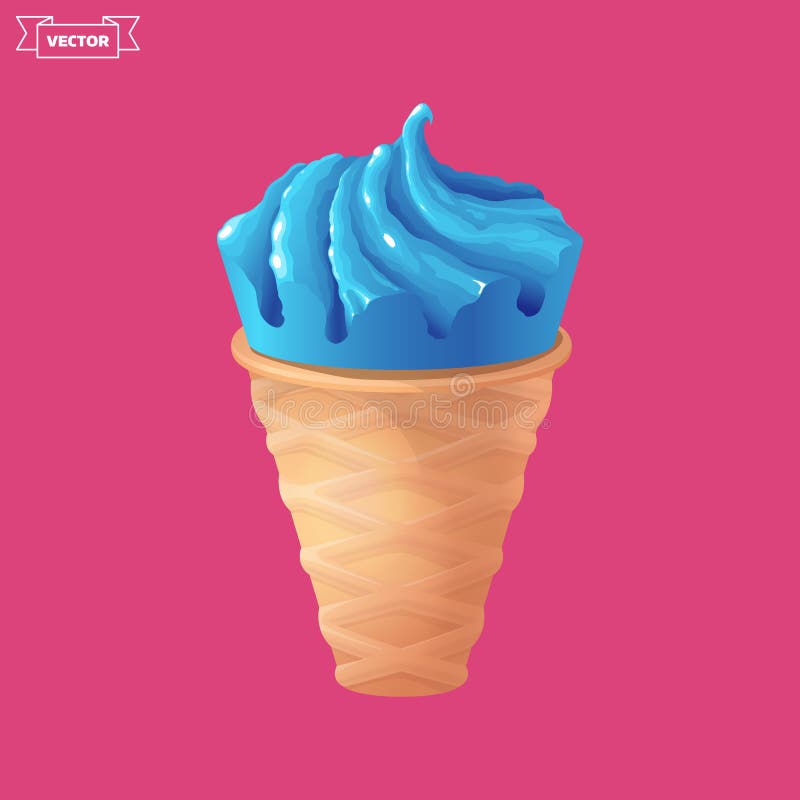 Blue soft ice cream cone stock vector. Illustration of design - 220328065