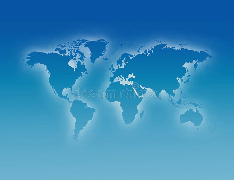Blue Soft Image To Web with Light Border of World Map Silhouette Stock ...