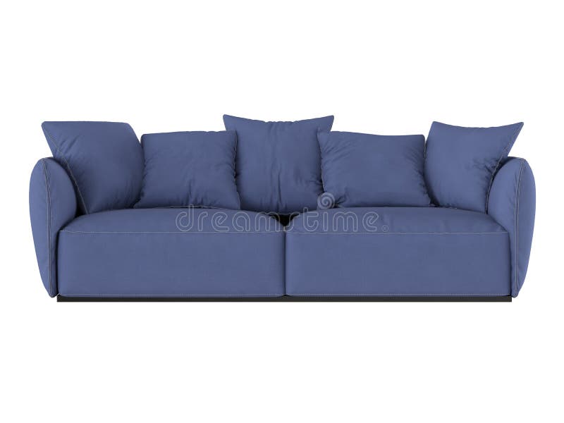 Blue Sofa Top View with Pillow Isolated Background 3d Rendering Stock ...