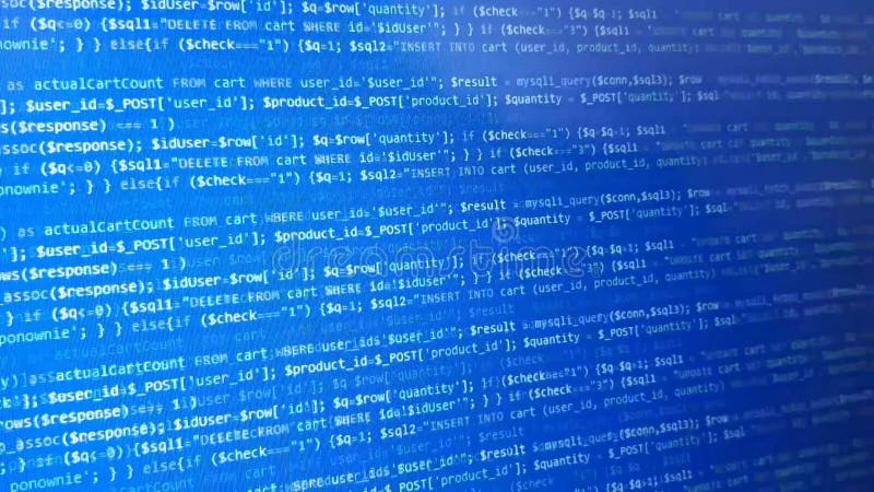 Software Development Blue Screen with Word CYBER. Scrollining Binary Code Stock Video - Video of ...