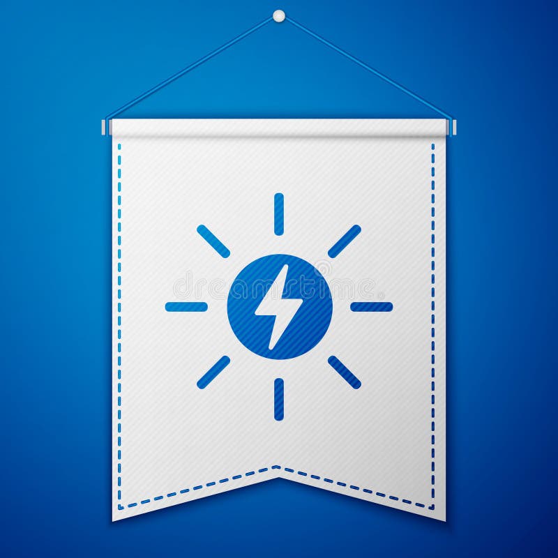 Blue Solar Energy Panel Icon Isolated on Blue Background. Sun with ...