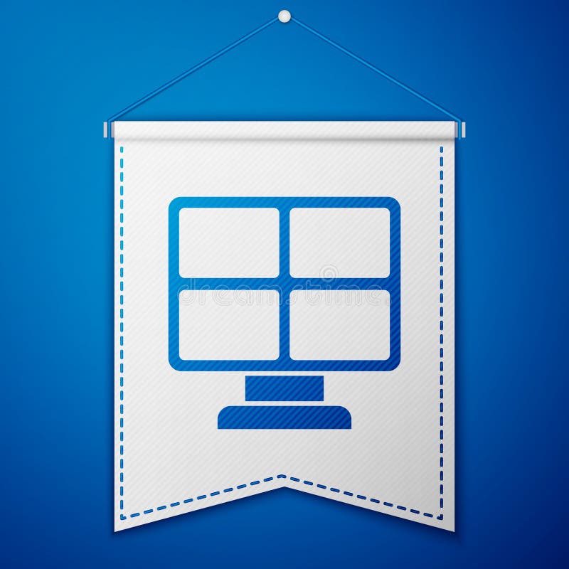 Blue Solar Energy Panel Icon Isolated on Blue Background. White Pennant ...