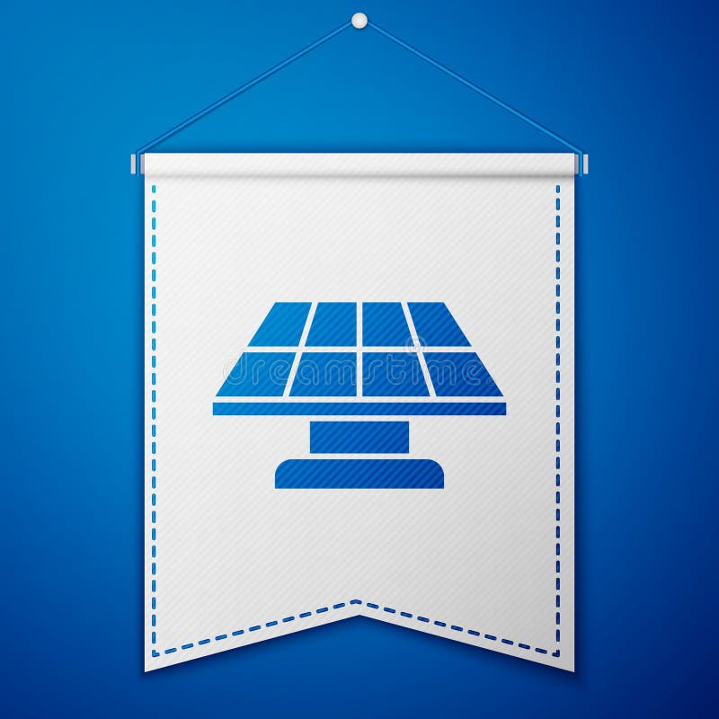 Blue Solar Energy Panel Icon Isolated on Blue Background. White Pennant ...