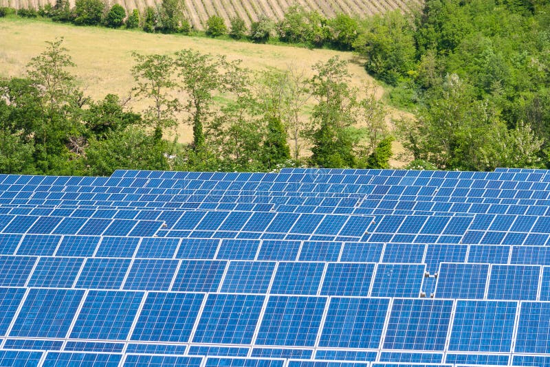 Blue Solar Energy Panels stock image. Image of blue, industrial - 49408537