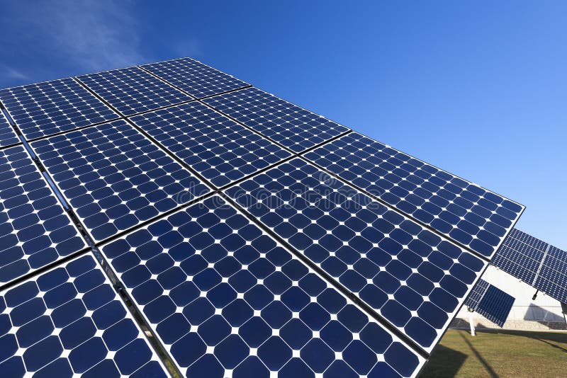 Blue solar panel stock image. Image of sunlight, cloudscape - 74777975