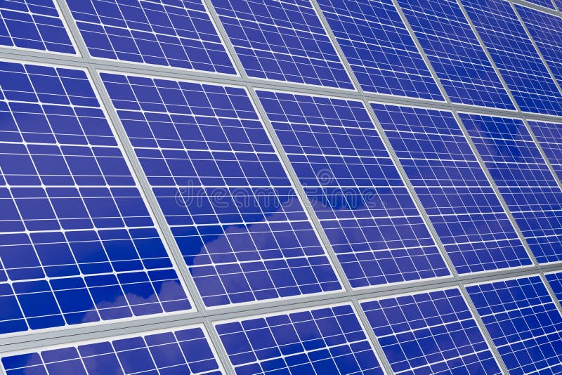 Blue Solar Panel with Clouds Reflection. 3d Illustration Stock ...