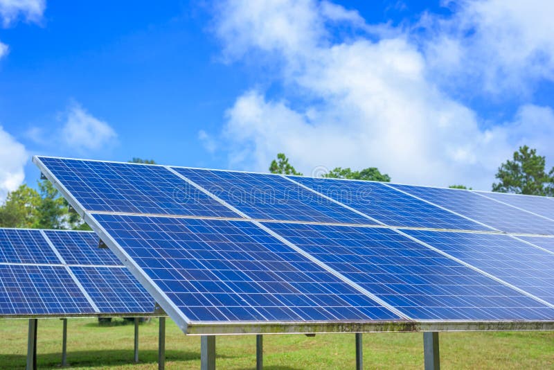 Blue solar panels stock photo. Image of electric, energy - 91575046