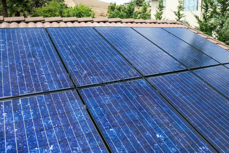 Blue Solar Panels in Sunlight Stock Photo - Image of electricity ...