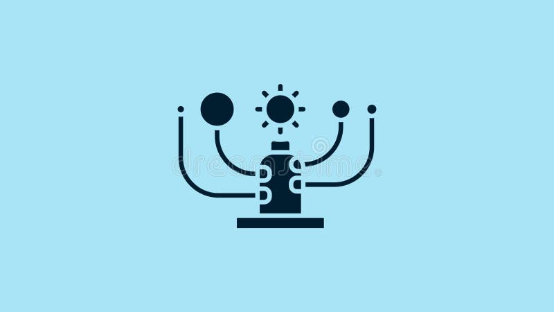 Blue Solar System Icon Isolated on Blue Background. the Planets Revolve ...