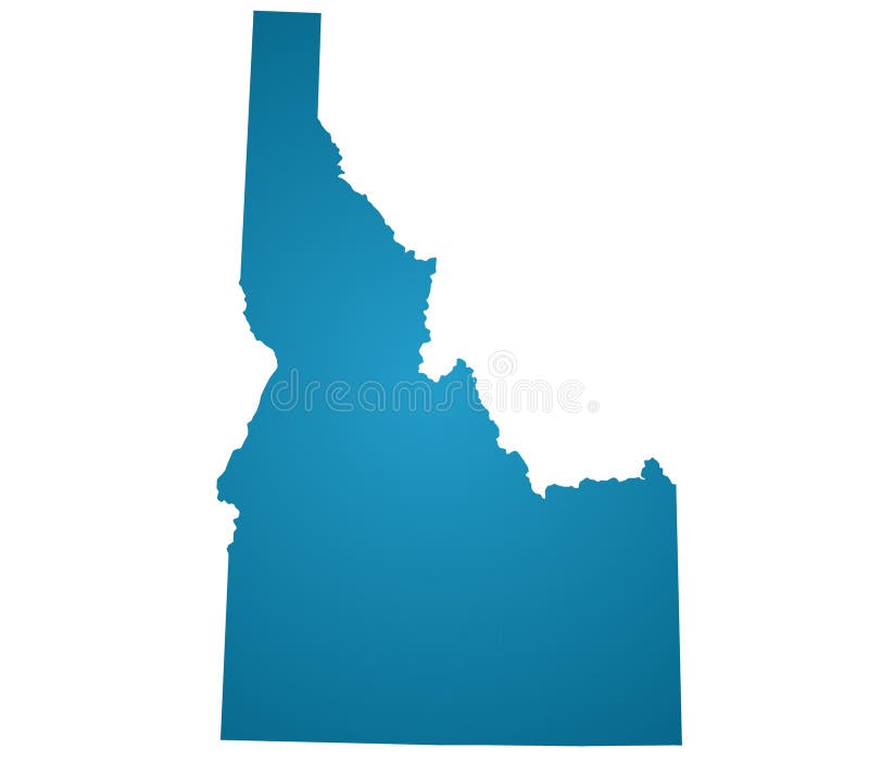 Blue Solid Map of the State of Idaho, Silhouette Map Stock Illustration ...