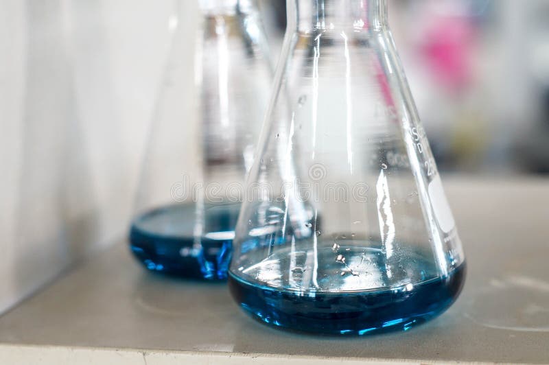 Blue Solution in Glass Beaker Stock Image - Image of pharmaceutical ...