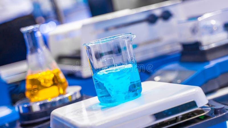 Blue Solution in Glass Beaker Stock Image - Image of pharmaceutical ...