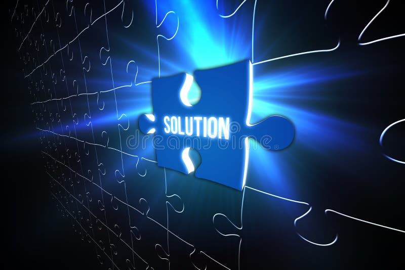 Blue Solution Glowing Jigsaw Piece Stock Illustration - Illustration of ...