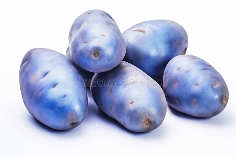 Blue Sort Potatoes Isolated on White Stock Illustration - Illustration ...