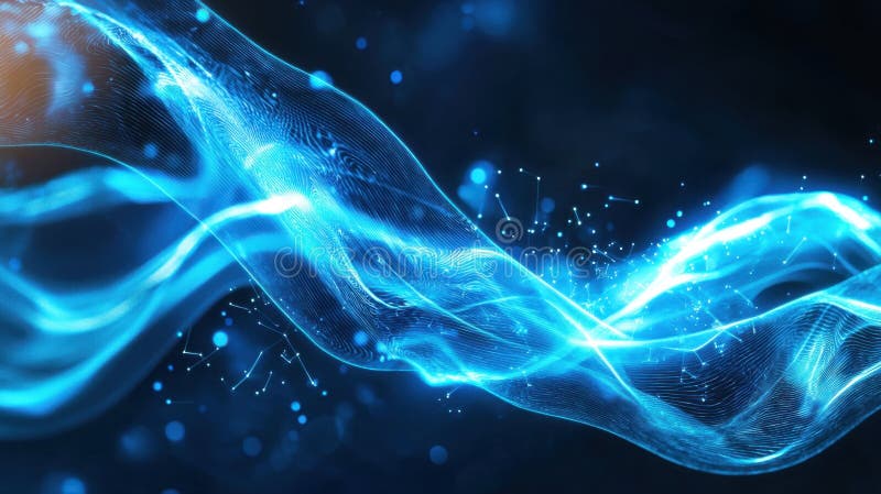 Blue Sound 3d Wave Undulating, Generating Dynamic Particle Flow Against ...