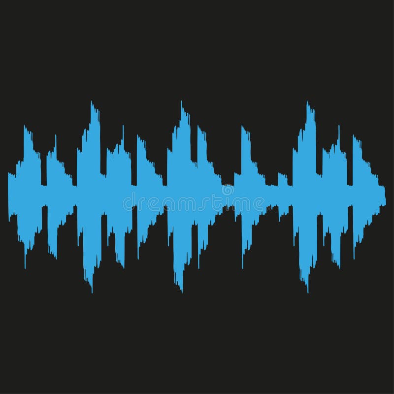 Blue Sound Line on Black Background. Music Track Sound Wave. Vector ...