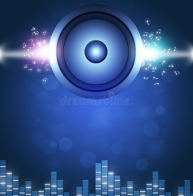 Blue Sound Speakerl Music Background Stock Illustration - Illustration ...
