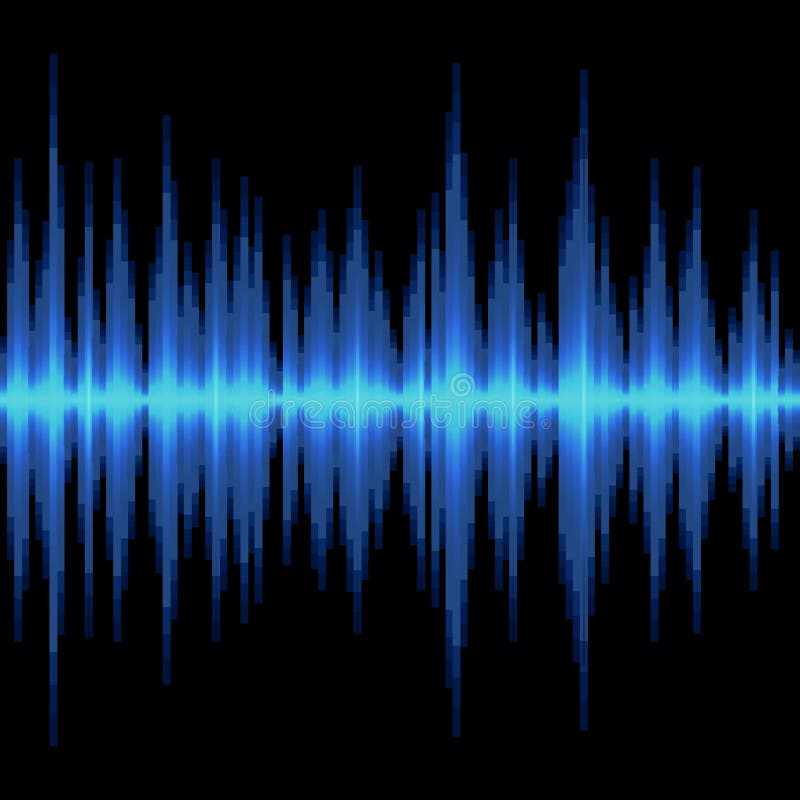 Blue Sound Wave on Black Background. Vector Stock Vector - Illustration ...