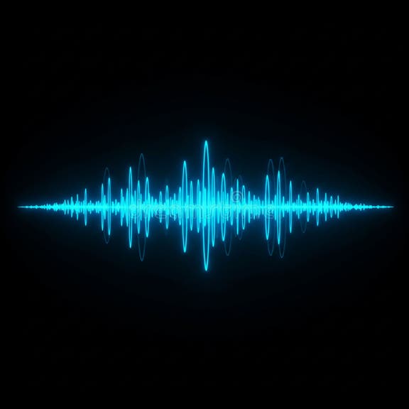 Blue Sound Wave Pattern on a Black Background. the Waveform is ...