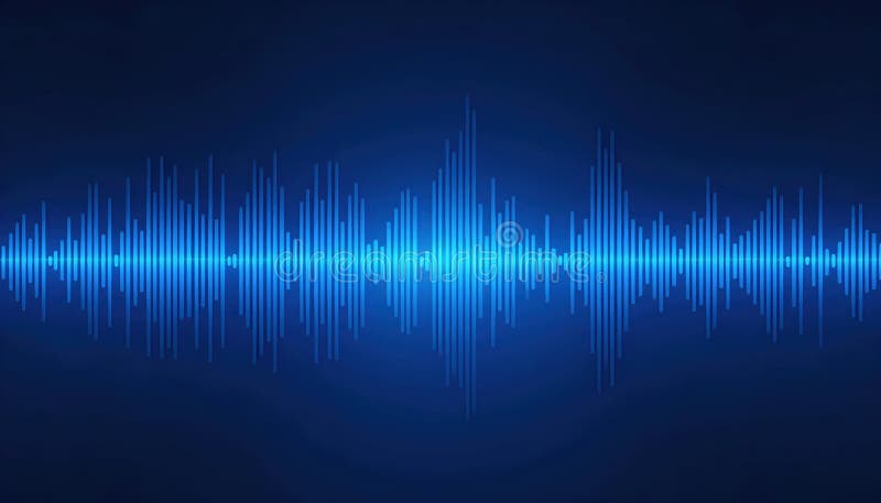 A Blue Sound Waveform on a Dark Blue Background Stock Image - Image of ...