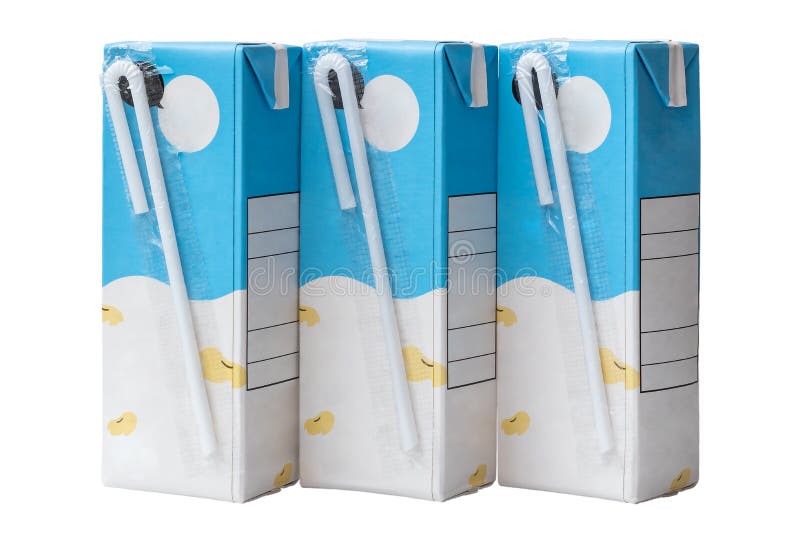 Blue Soy Milk Boxes Isolated on a White Stock Photo - Image of organic ...