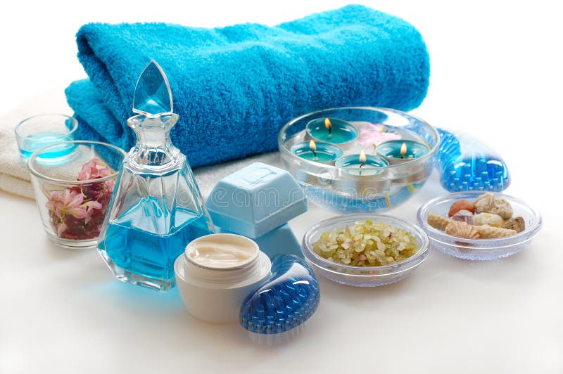 Blue and green spa stock image. Image of color, bathroom - 4392721
