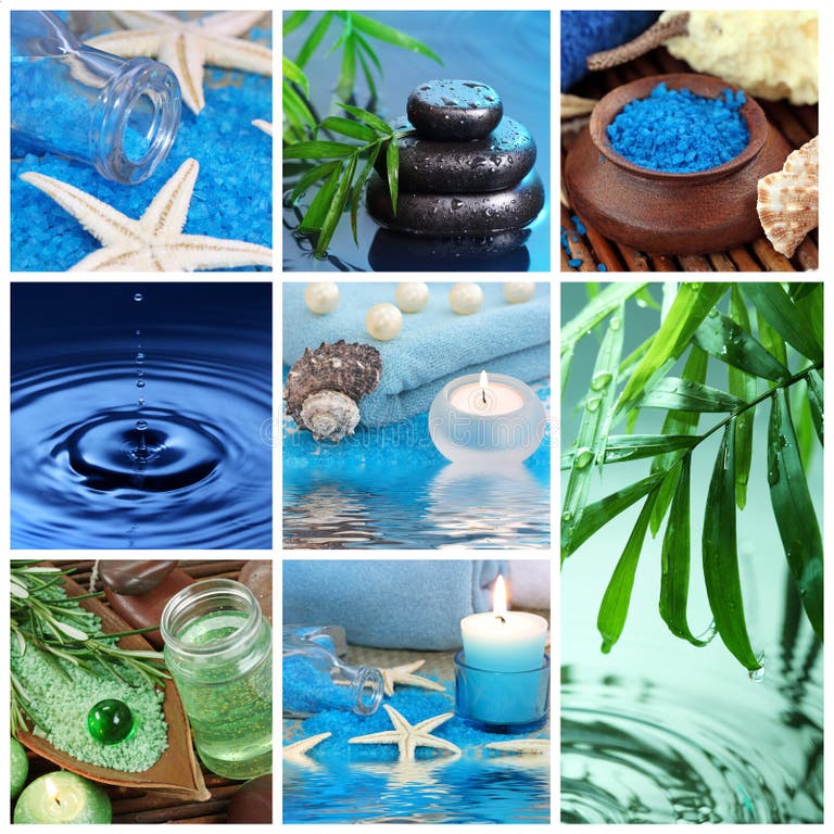 Blue spa collage stock image. Image of beauty, collage - 19342481
