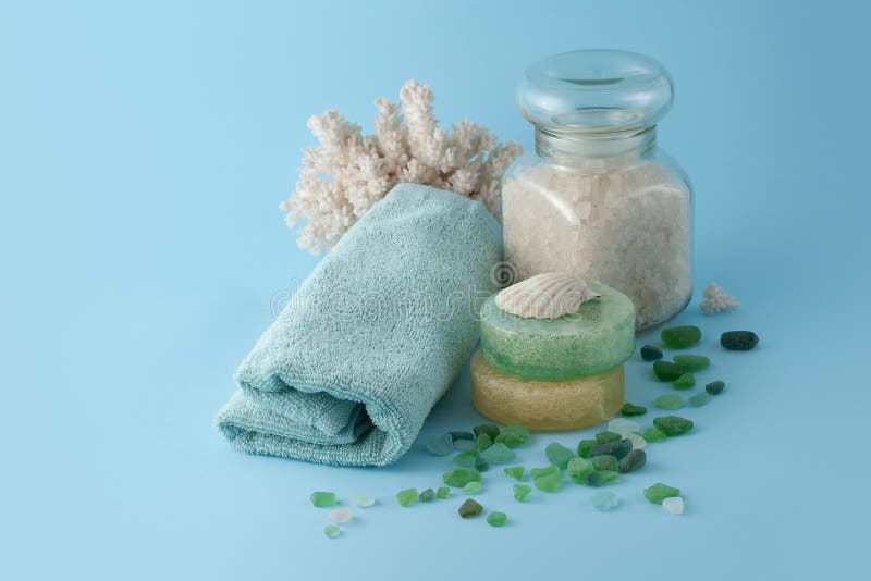 Blue spa series stock image. Image of treatment, bathroom - 11440157