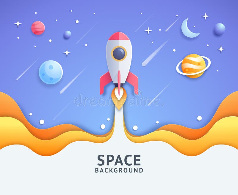 Cartoon Space Rocket Leaving Earth Orbit Stock Illustrations – 20 ...