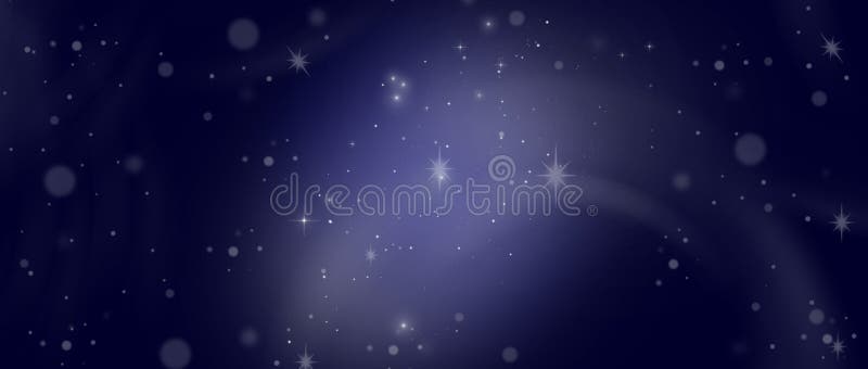 Blue Space. Light Beams, Glare and Bokeh. Space and Stars. Abstract ...