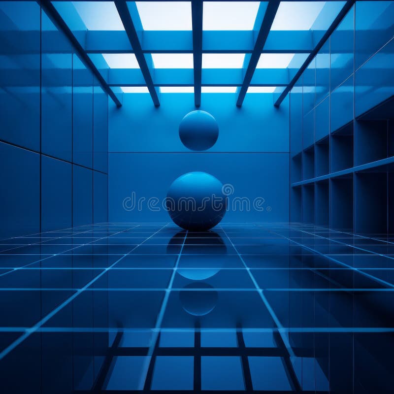 Blue Space: a Minimalistic Grid-based 3d Image with Abstract Sphere ...