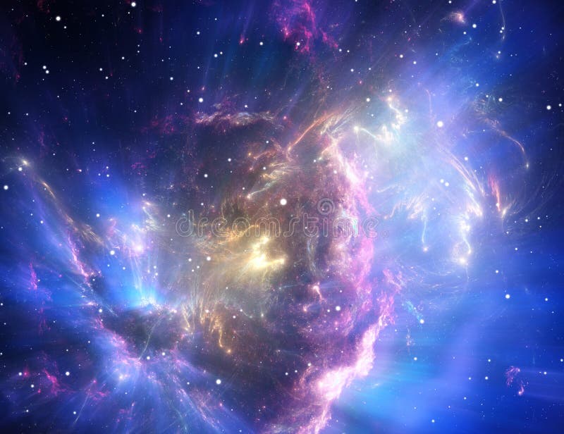 Blue space nebula stock illustration. Illustration of complex - 42579899