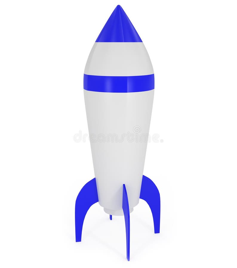 Blue Space Rocket Isolated on White Stock Illustration - Illustration ...